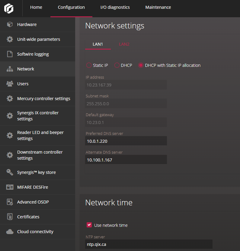 Configuration des propriétés réseau